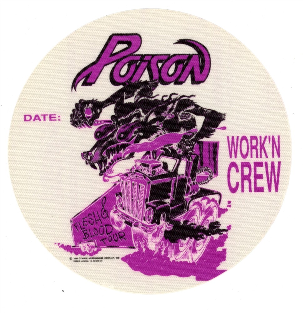 Poison 1990 Flesh & Blood Concert Tour Working Backstage Pass Purple ...