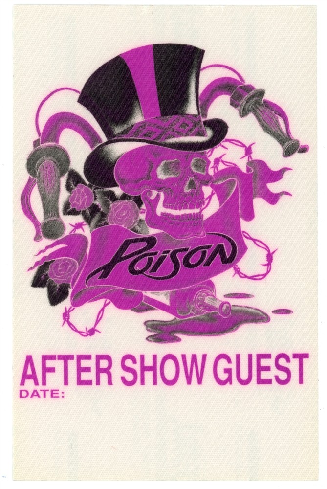 Poison 1990 Flesh & Blood Concert Tour Aftershow Backstage Pass Purple ...