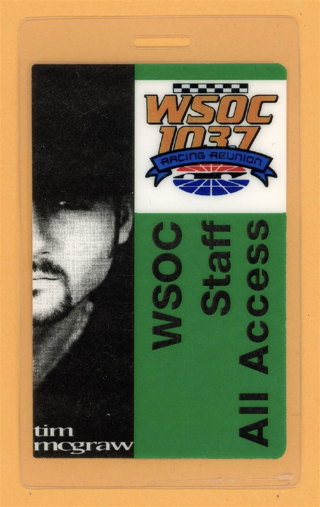 Tim McGraw Racing Reunion Staff All Access Laminated Backstage Pass ...