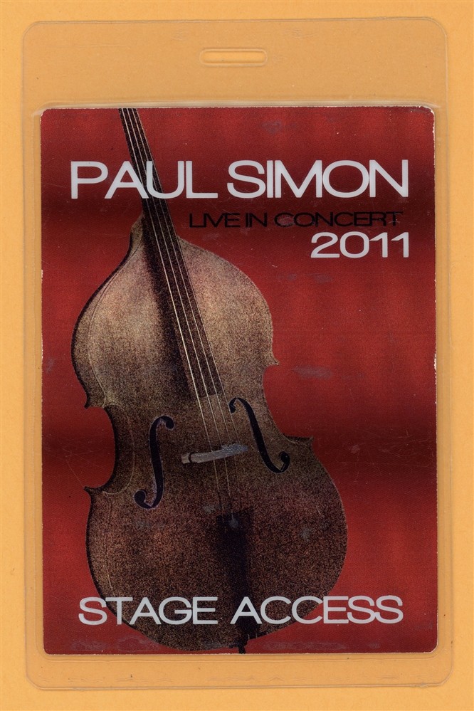 Paul Simon 2011 Concert Tour Stage Access Laminated Backstage Pass ...