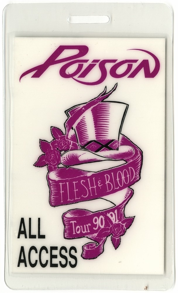 Poison 1990 Flesh and Blood Tour AA Concert Laminated Backstage Pass ...