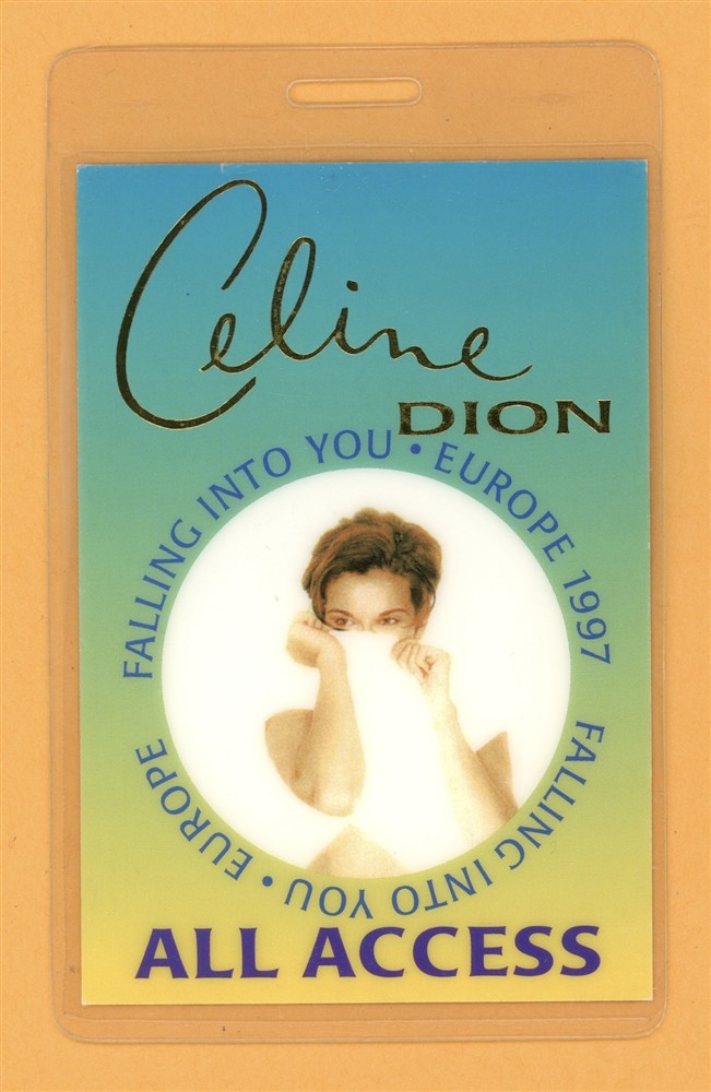 Celine Dion 1997 Falling Into You Tour All Access Laminated Backstage ...