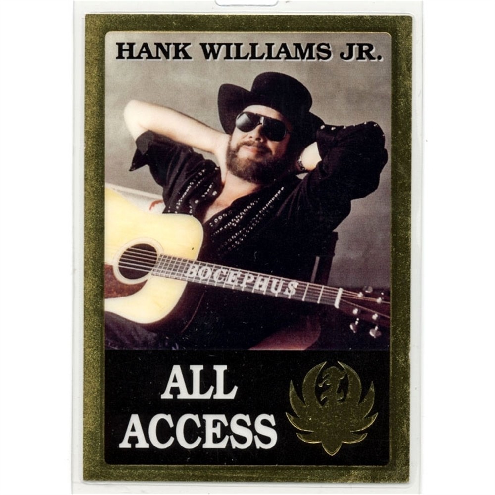 Hank Williams Jr. 2000 Stormy Concert Tour Laminated Backstage Pass ...