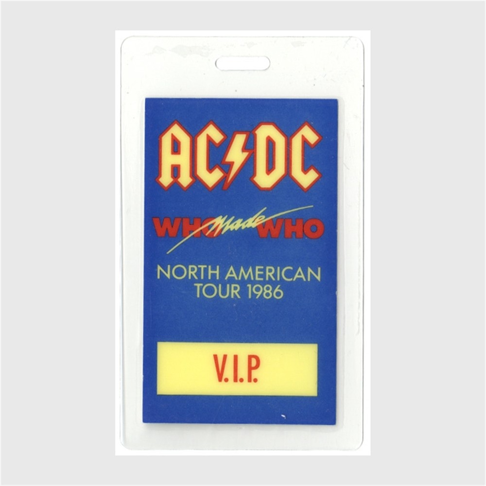 AC/DC 1986 Who Made Who Concert Vintage VIP Laminated Backstage Pass ...
