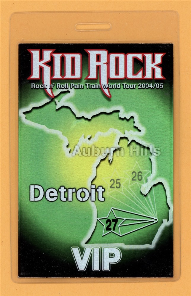Kid Rock 2004 Rockin' Roll Pain Train Tour VIP Laminated Backstage Pass ...