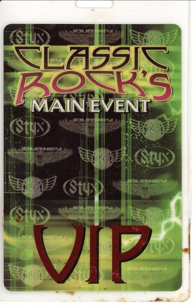 STYX REO SPEEDWAGON VIP Classic Rocks Main Event Laminated Pass ...