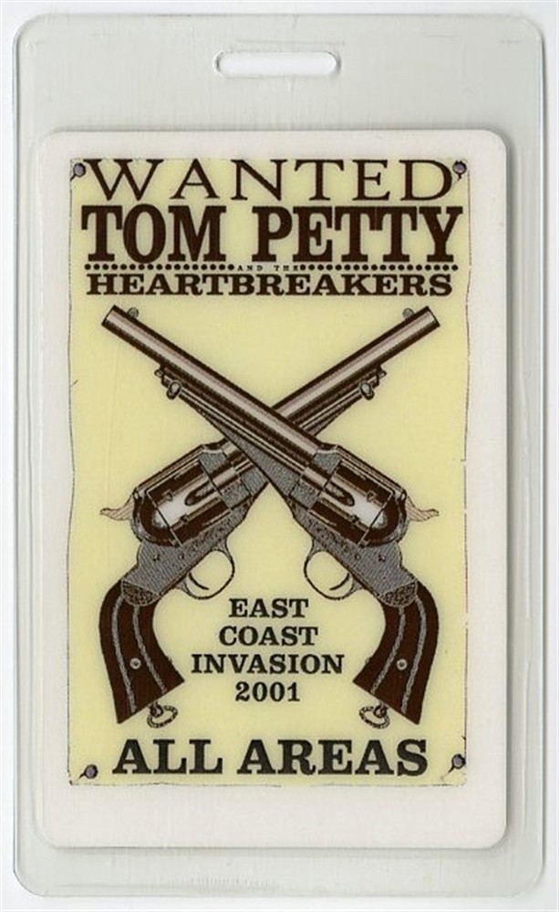 Tom Petty 2001 East Coast Invasion Tour All Access Laminated Backstage ...