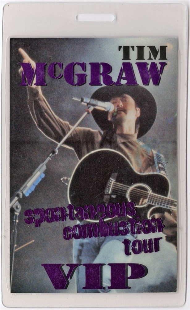 Tim McGraw 1996 Spontaneous Combustion Tour VIP Laminated Backstage ...