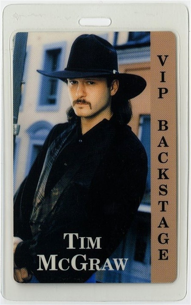 Tim McGraw 1994 Not a Moment Too Soon Tour VIP Laminated Backstage Pass ...