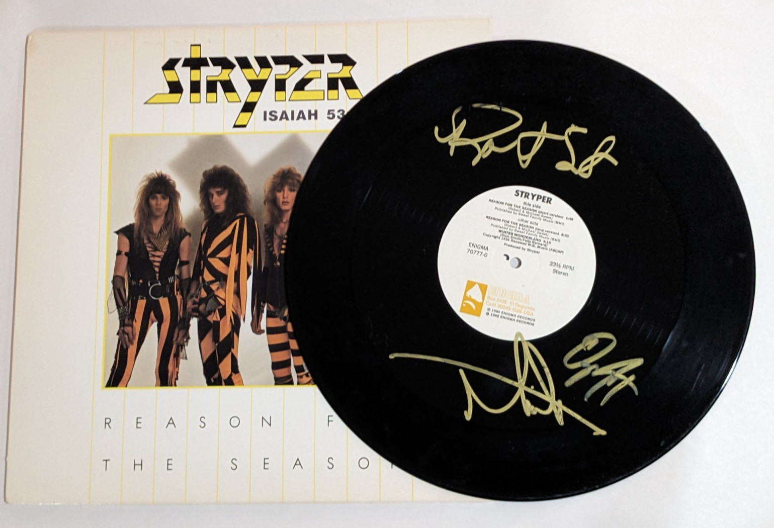 Stryper REAL hand SIGNED Reason For The Season Vinyl Record COA Autographed by 3 | Autographia