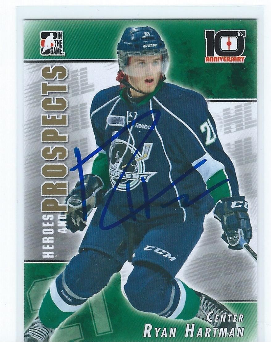 Ryan HARTMAN Signed 2013/14 Heroes and Prospects 10th Anniversary Card ...