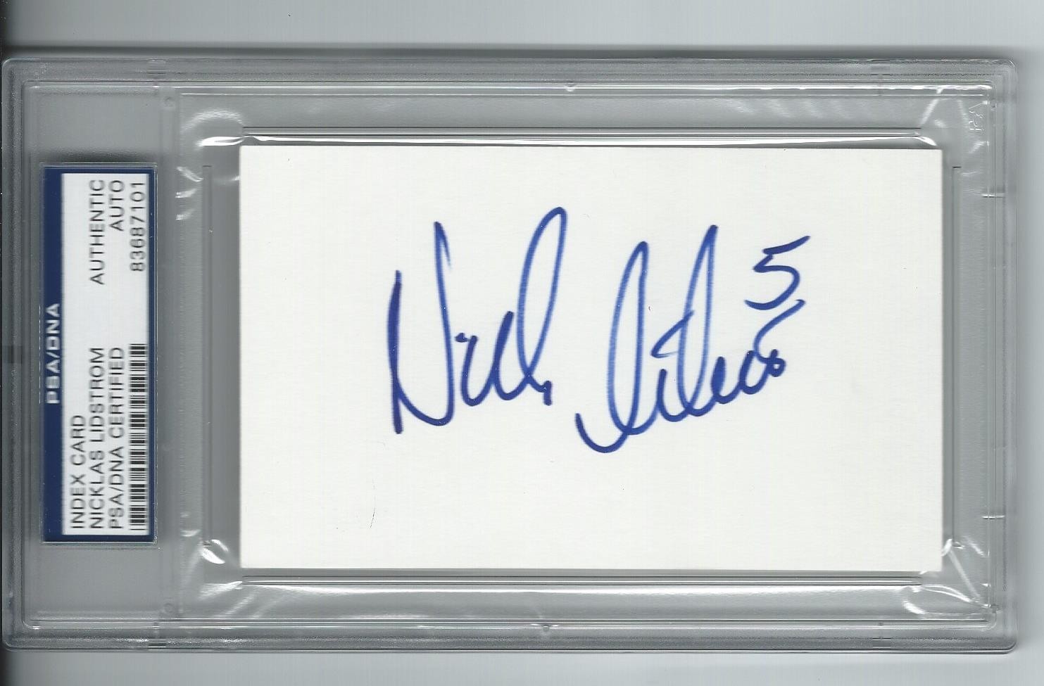 NICKLAS LIDSTROM DETROIT RED WINGS SIGNED INDEX CARD AUTOGRAPH PSA/DNA ...