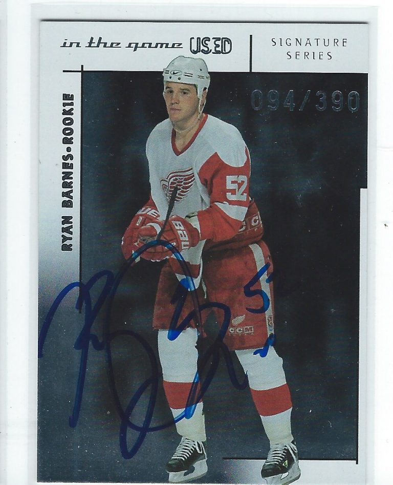 Ryan Barnes Signed 2003/04 In The Game Used Signature Series Rookie ...