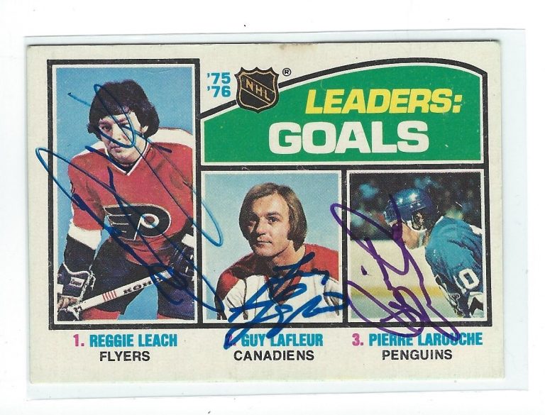 Reggie Leach Guy LaFleur Pierre Larouche Signed 1976/77 O-Pee-Chee ...