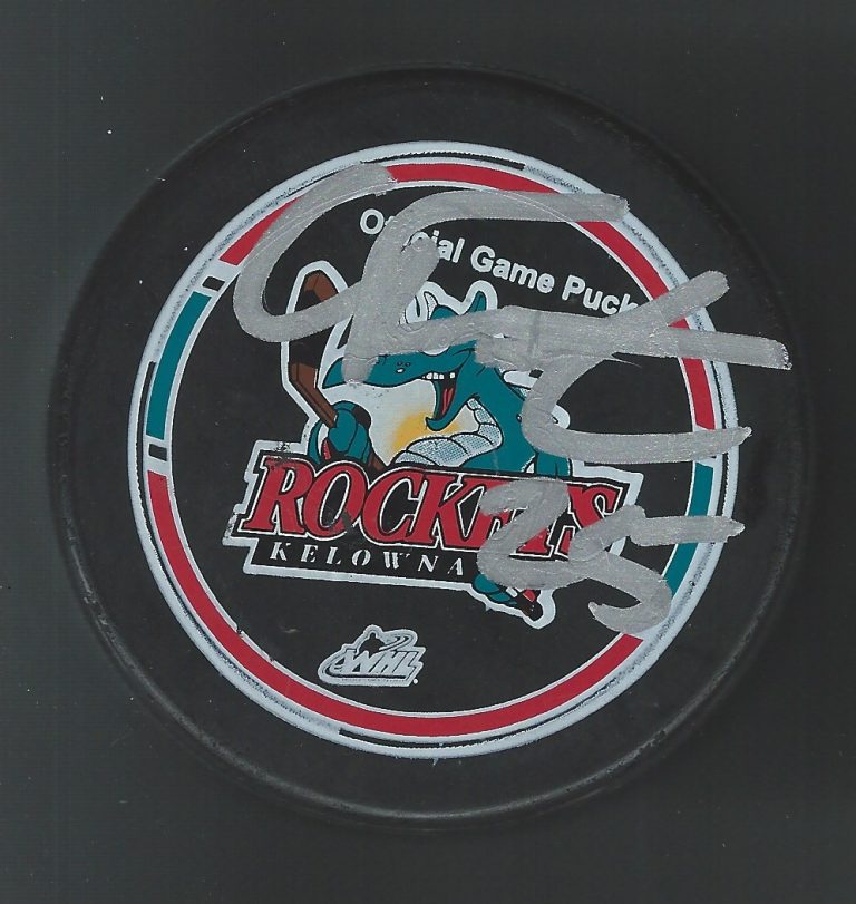Cal Foote Signed Kelwona Rockets Official Game Puck Tampa Bay Lightning ...