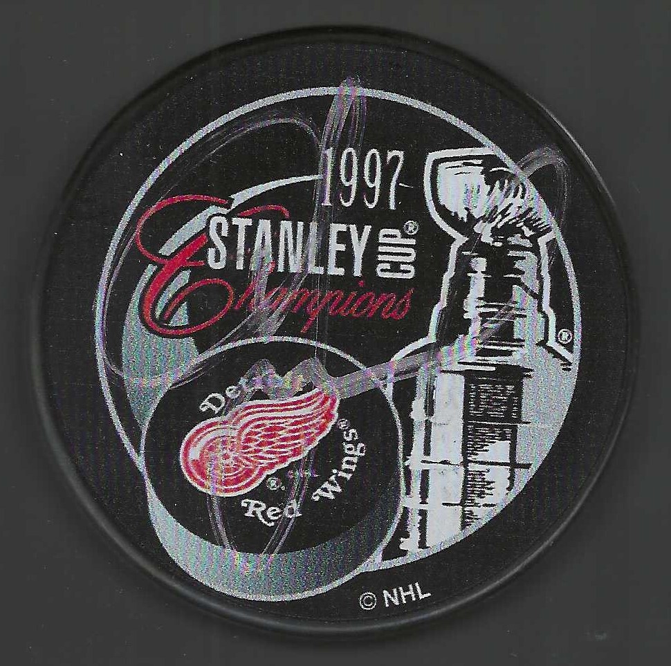 Igor Larionov Signed Detroit Red Wings 1997 Stanley Cup Champions Puck | Autographia