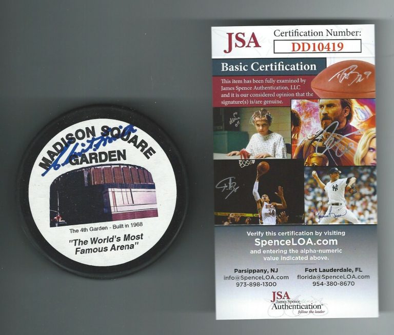 Clint Smith Signed New York Rangers Madison Square Garden MSG Puck JSA ...