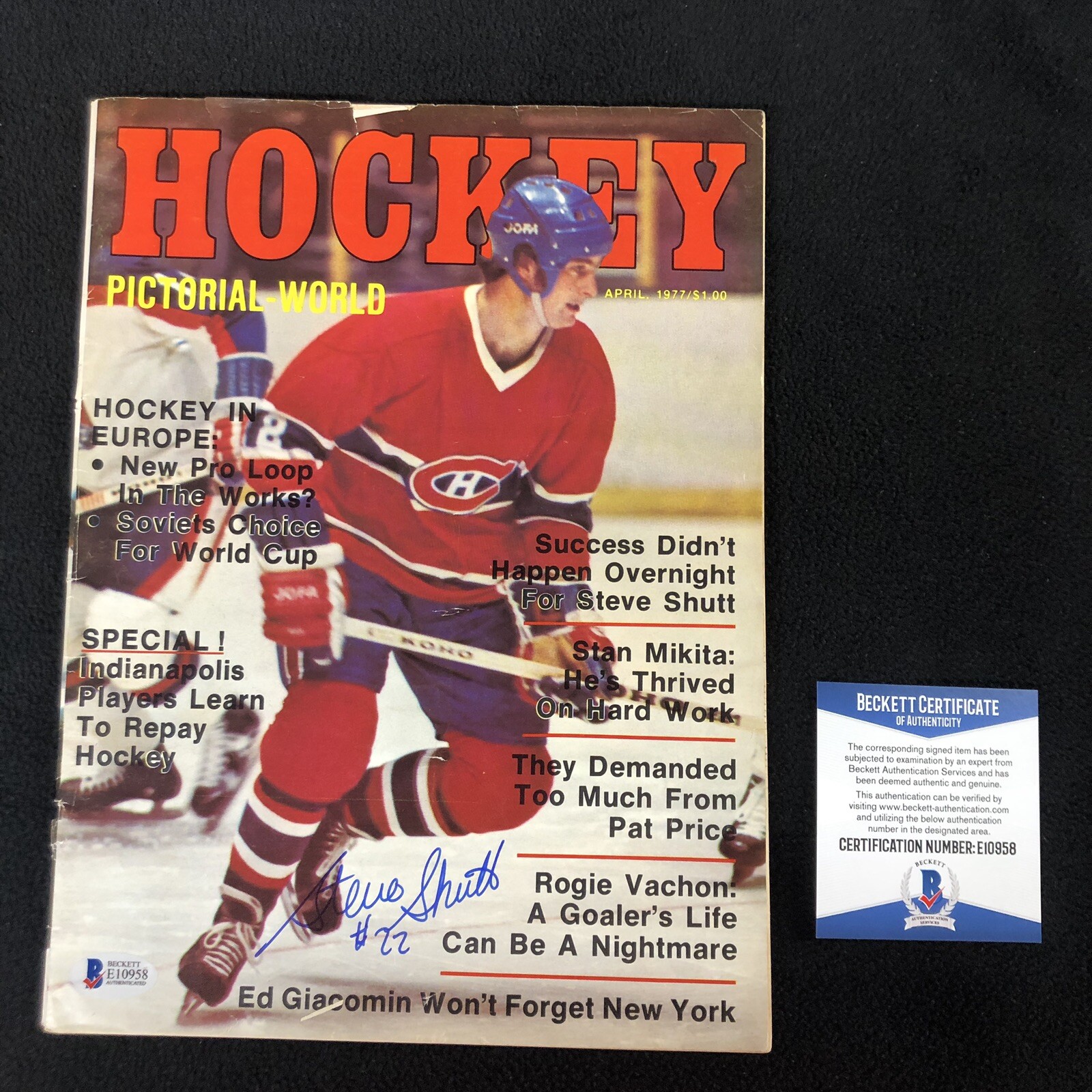 Steve Shutt Signed Montreal Canadiens Hockey Pictorial Magazine Beckett ...