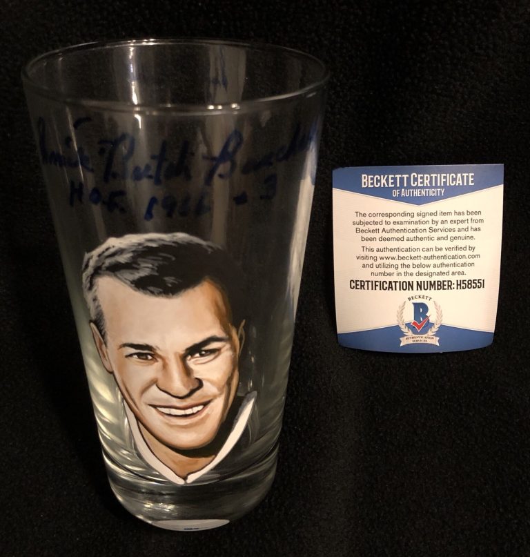 Emile "Butch" Bouchard Signed Painted Montreal Canadiens Pint Glass ...