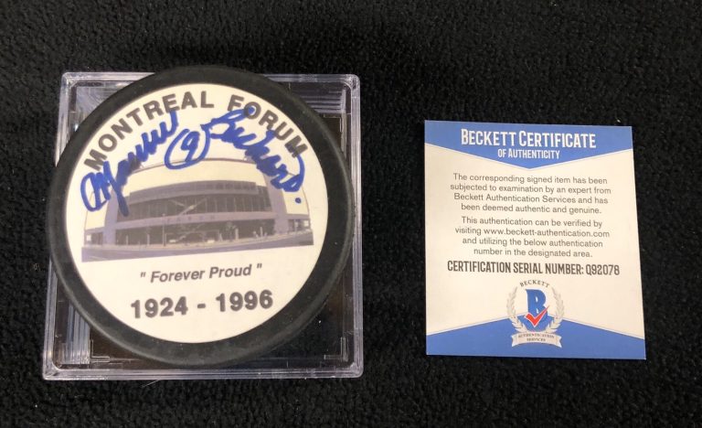 Maurice "Rocket" Richard Signed Canadiens Montreal Forum Puck Beckett ...