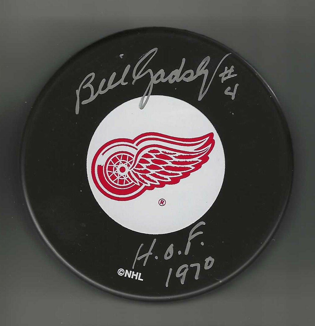 Bill Gadsby Signed & Inscribed "HOF 1970" Detroit Red Wings Puck ...