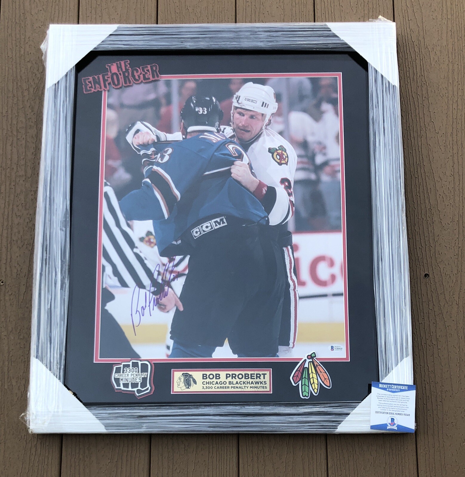 Bob Probert Signed Framed Chicago Blackhawks 3000th PIM 16x20 Photo ...