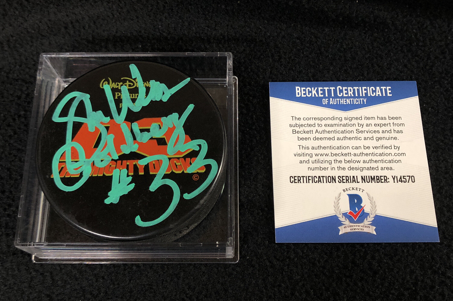 Shaun Weiss Signed Disney D3 Mighty Ducks Movie Black Puck Beckett COA ...