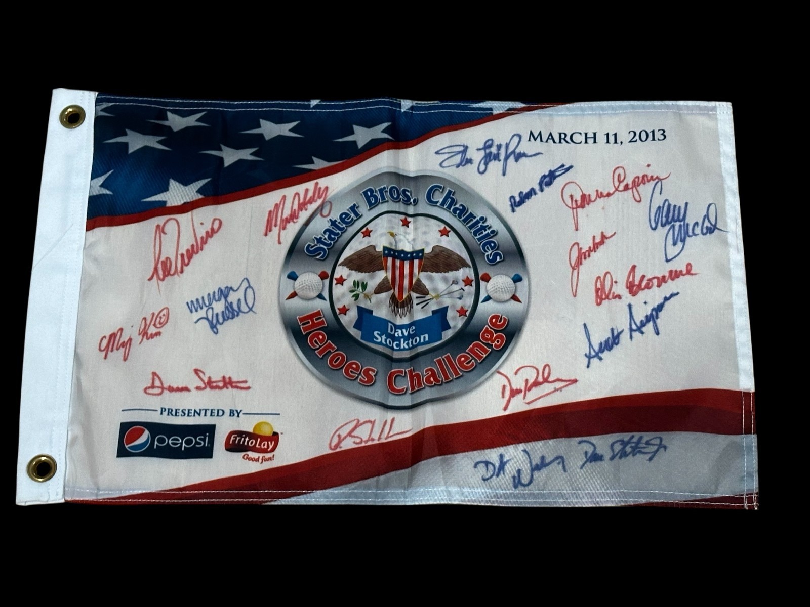 Lee Trevino Dave Stockton Scott Simpson Golf PGA Signed Autograph Flag ...