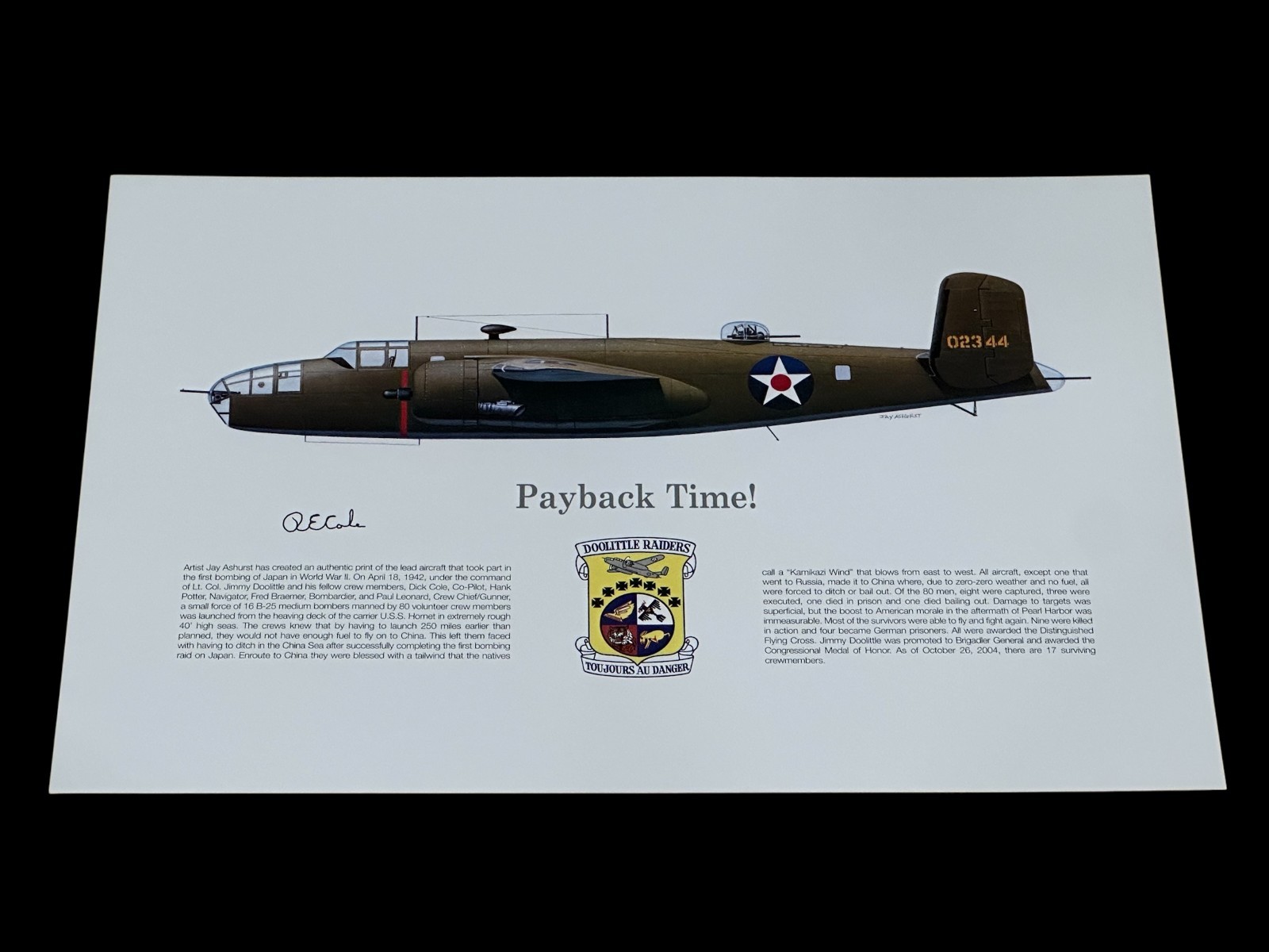 Richard Dick Cole Doolittle Raid Raider Co-Pilot WWII Signed Autograph ...