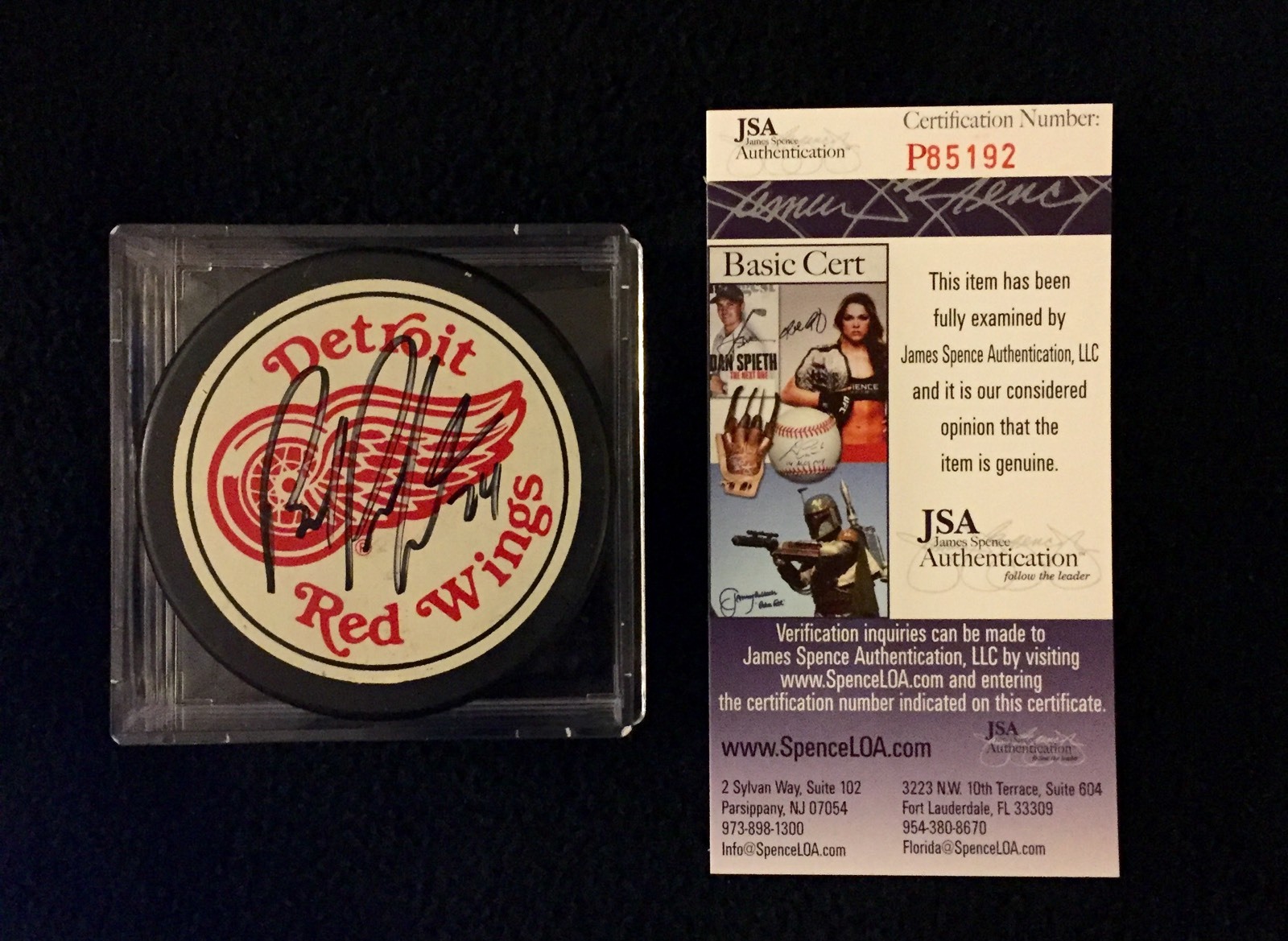 BOB PROBERT SIGNED DETROIT RED WINGS TRENCH GAME PUCK JSA AUTHENTICATED ...