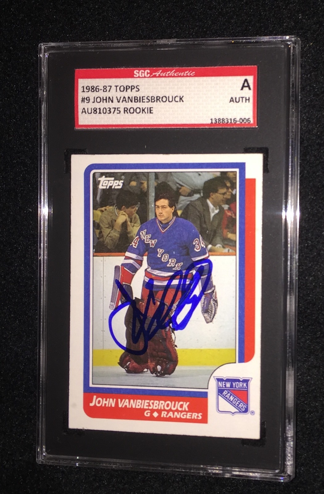 JOHN VANBIESBROUCK SIGNED 1986/87 TOPPS ROOKIE CARD #9 SGC ...