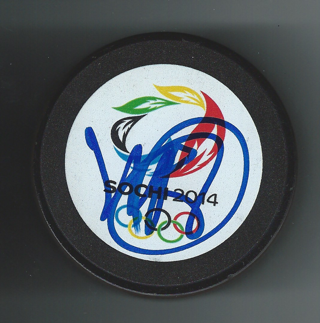 Mike Babcock Signed 2014 Sochi Olympics Puck Canada Toronto Maple Leafs ...