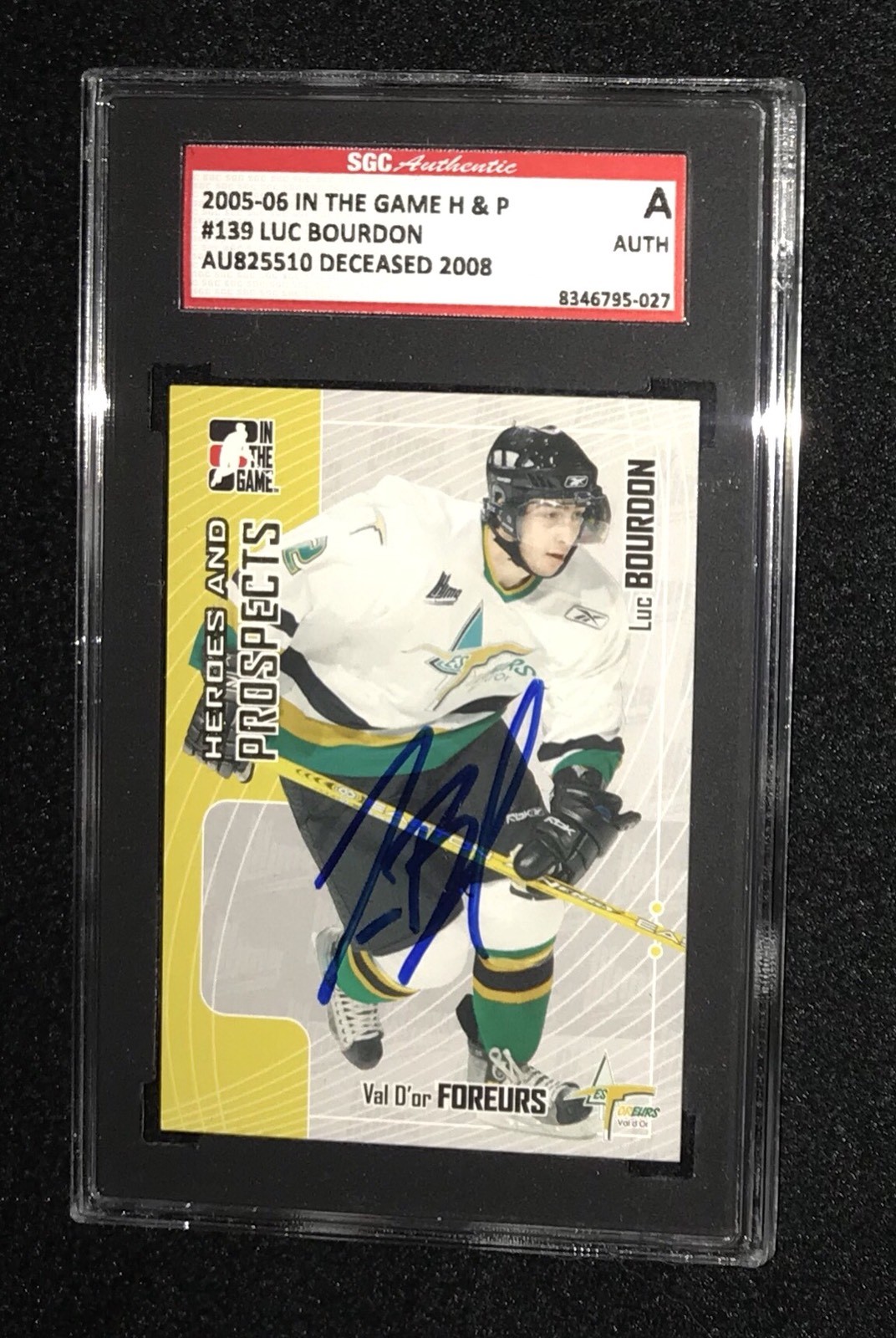 LUC BOURDON SIGNED 2005-06 HEROES AND PROSPECTS CARD SGC AUTHENTICATED ...