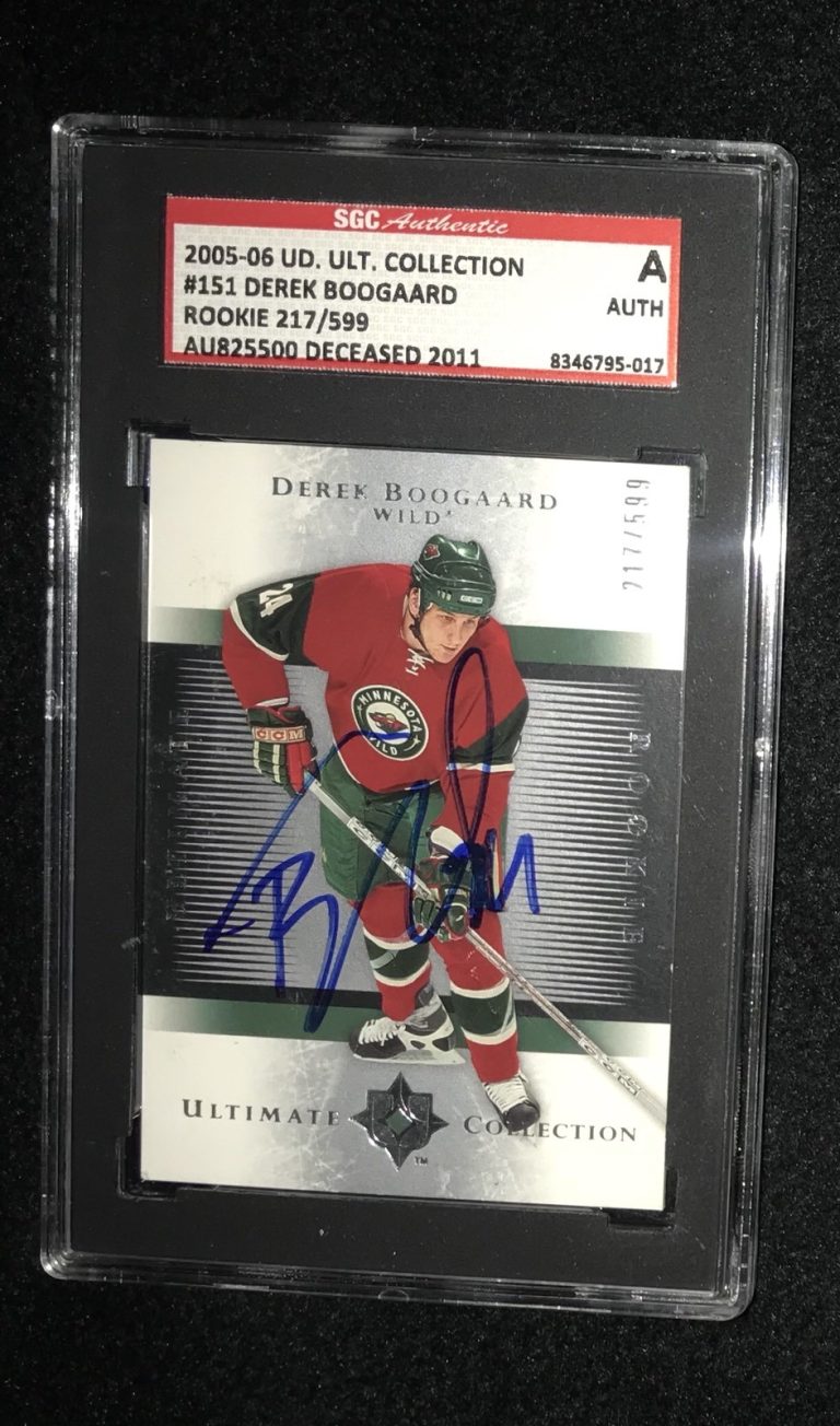 DEREK BOOGAARD SIGNED 2005/06 UD ULTIMATE COLLECTION ROOKIE CARD #151 ...