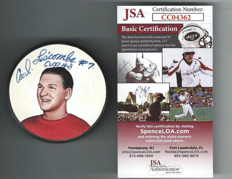 Carl Liscombe Signed Detroit Red Wings Custom Painted Lithograph Puck ...