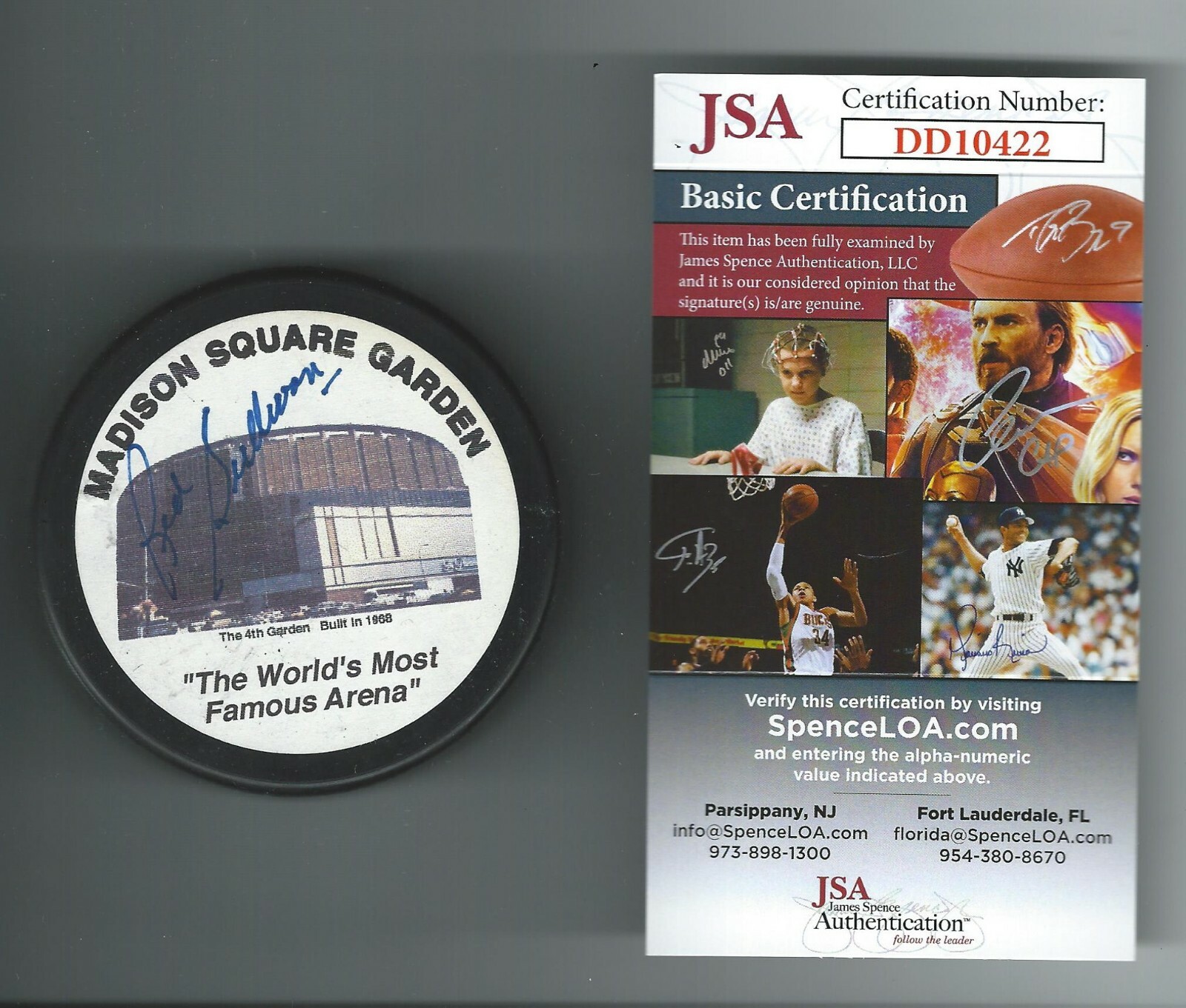 Red Sullivan Signed New York Rangers Madison Square Garden MSG Puck JSA COA | Autographia