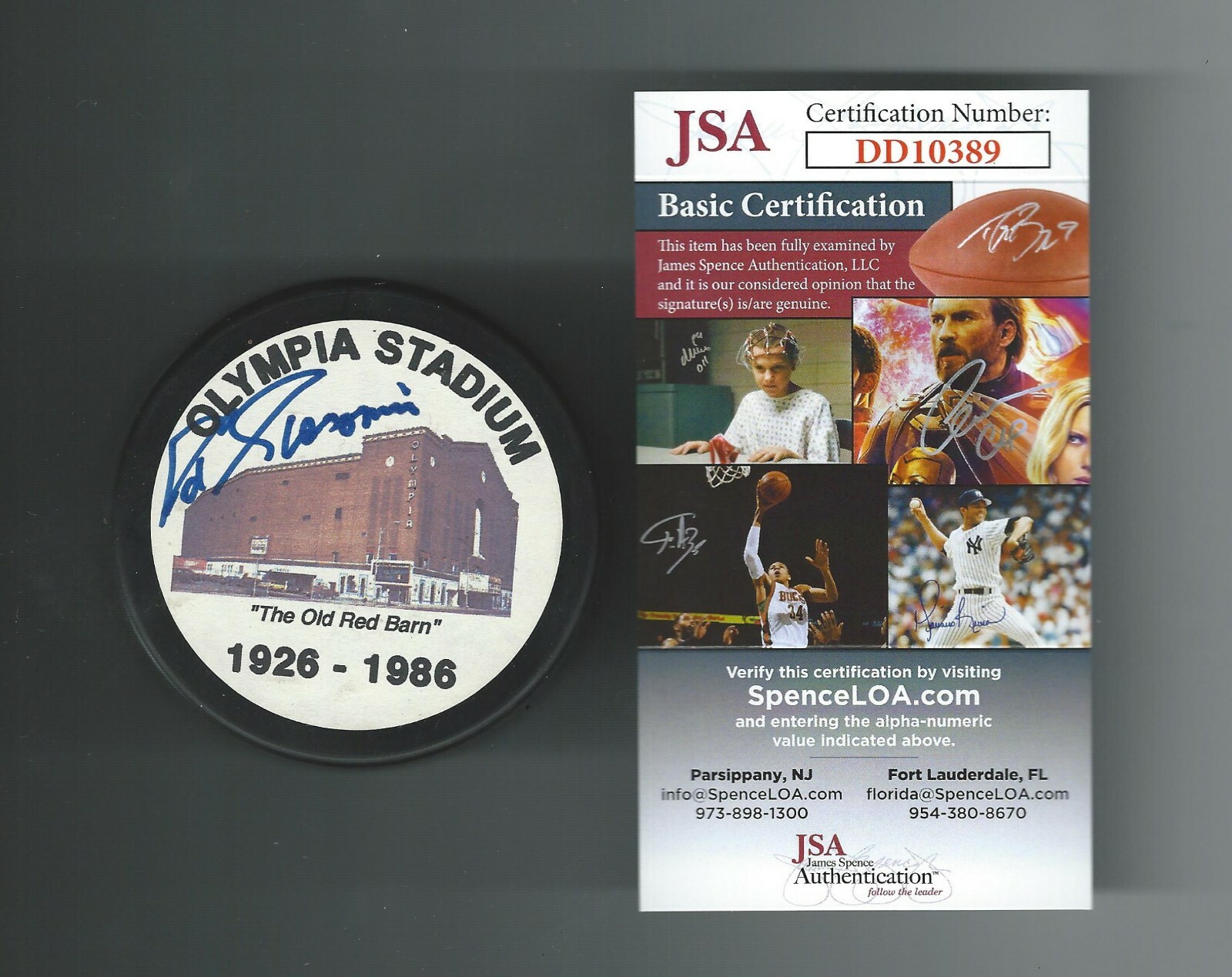 Ed Giacomin Signed Detroit Red Wings Olympia Stadium Puck JSA ...