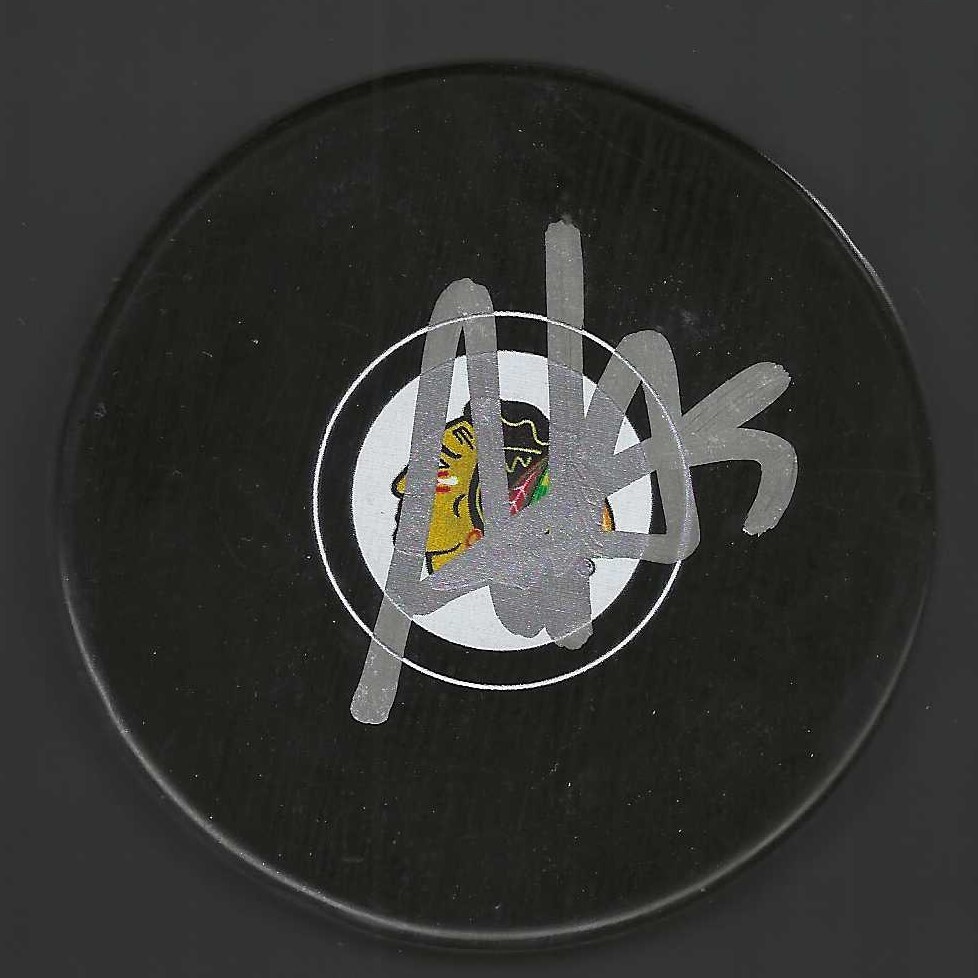 Alex Vlasic Signed Chicago Blackhawks Puck Boston University Terriers ...