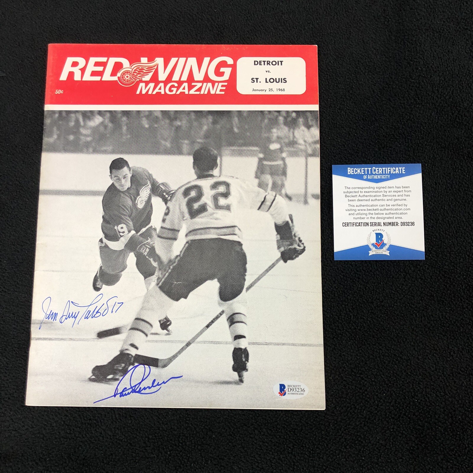 Paul Henderson & Jean Guy Talbot Signed Detroit Red Wings Program ...