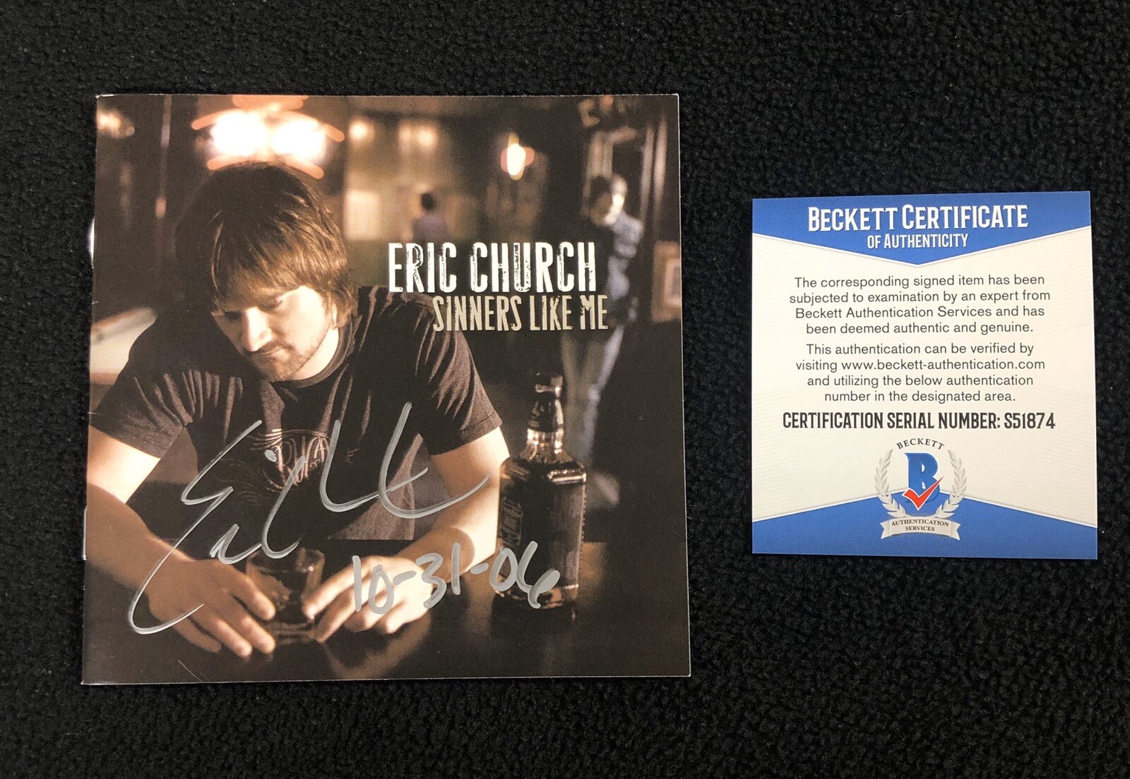 Eric Church Signed "Sinners Like Me" CD Booklet Beckett Authenticated ...