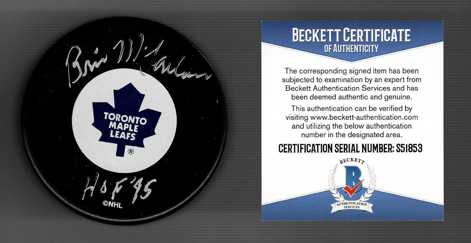 Brian McFarlane Signed Toronto Maple Leafs Puck Beckett COA | Autographia