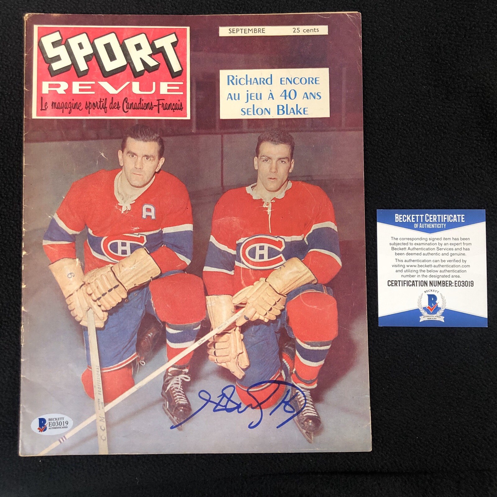 Henri Richard Signed Montreal Canadiens Sport Revue Magazine Beckett ...