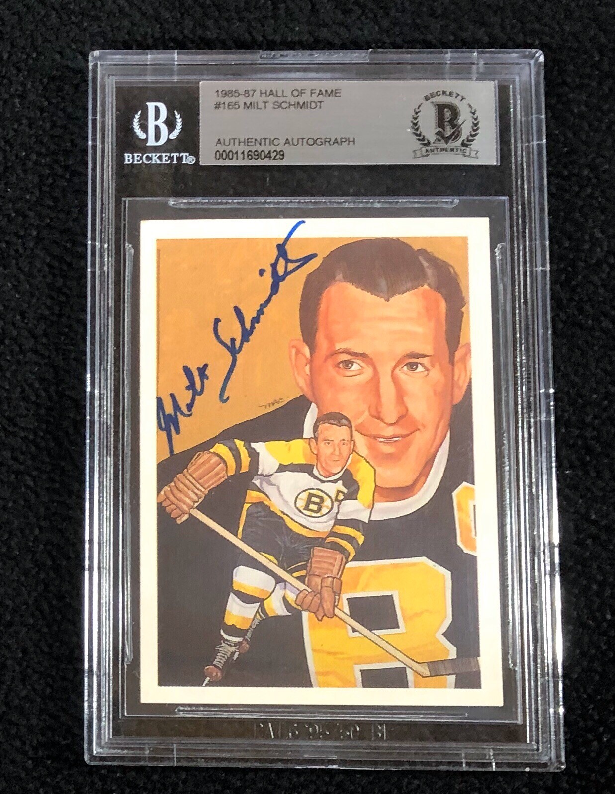 Milt Schmidt Signed Boston Bruins Hall Of Fame Card #165 Beckett ...