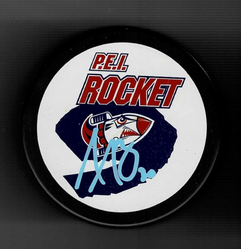 Antoine Bibeau Signed PEI Rocket Puck Colorado Avalanche Toronto Maple ...