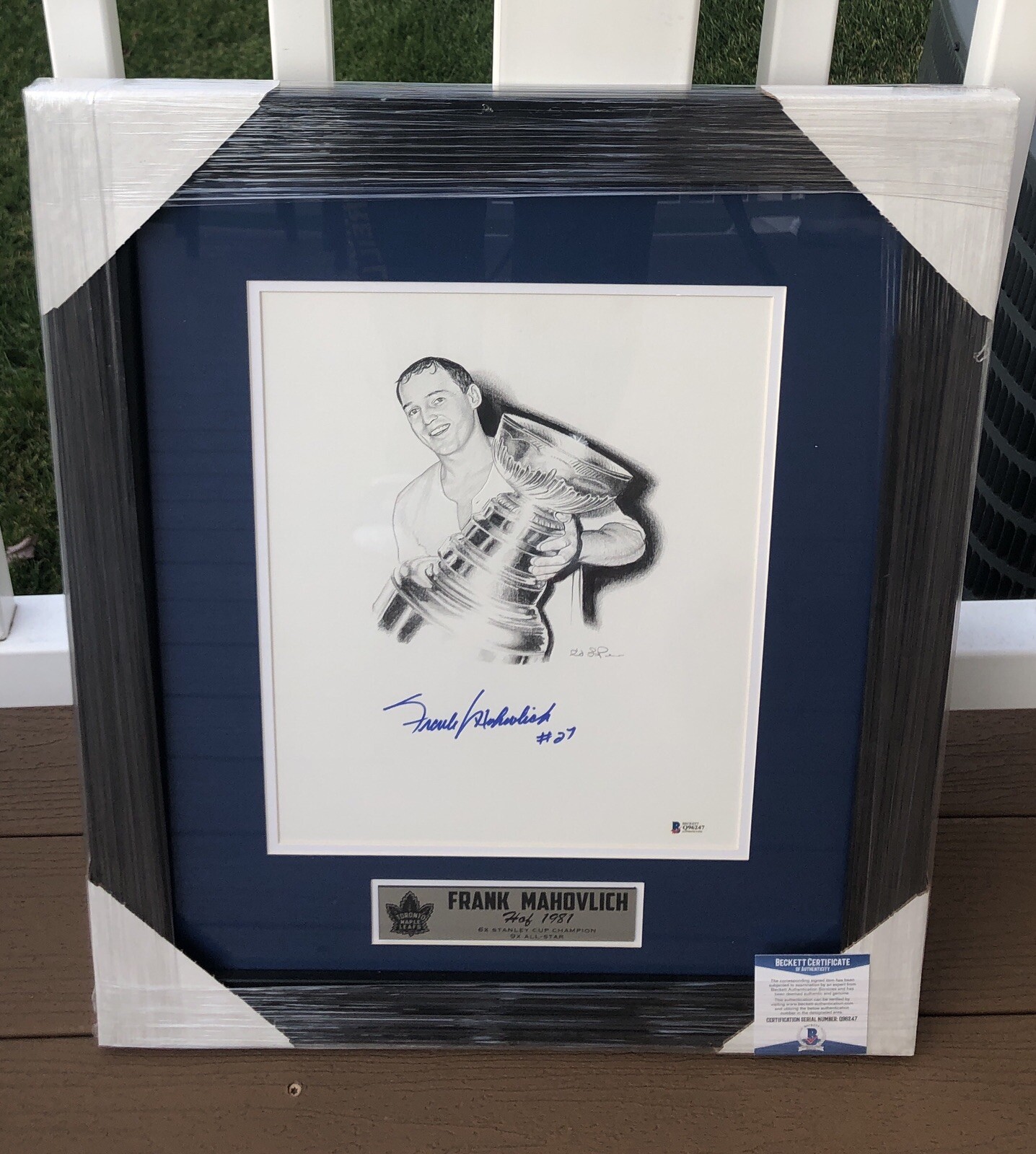 Frank Mahovlich Signed Toronto Maple Leafs Framed Pencil Sketch Beckett ...