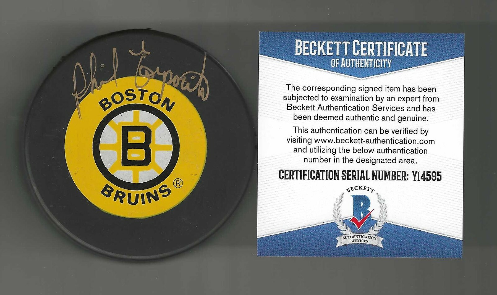 Phil Esposito Signed Boston Bruins Official Game Puck Beckett COA ...