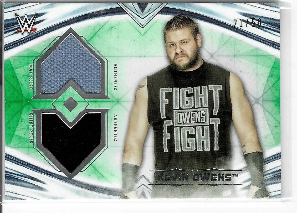 Kevin Owens 2020 Topps Undisputed WWE Raw Green Dual Relic Card DR-KO ...