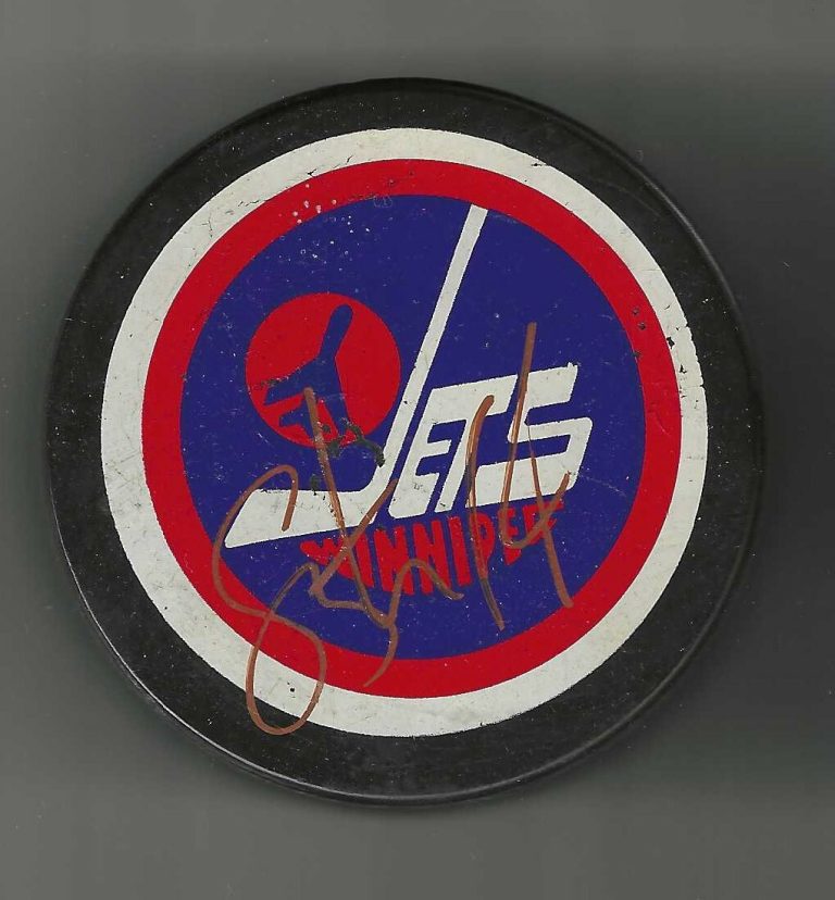 Stu Barnes Signed Vintage Winnipeg Jets Puck | Autographia