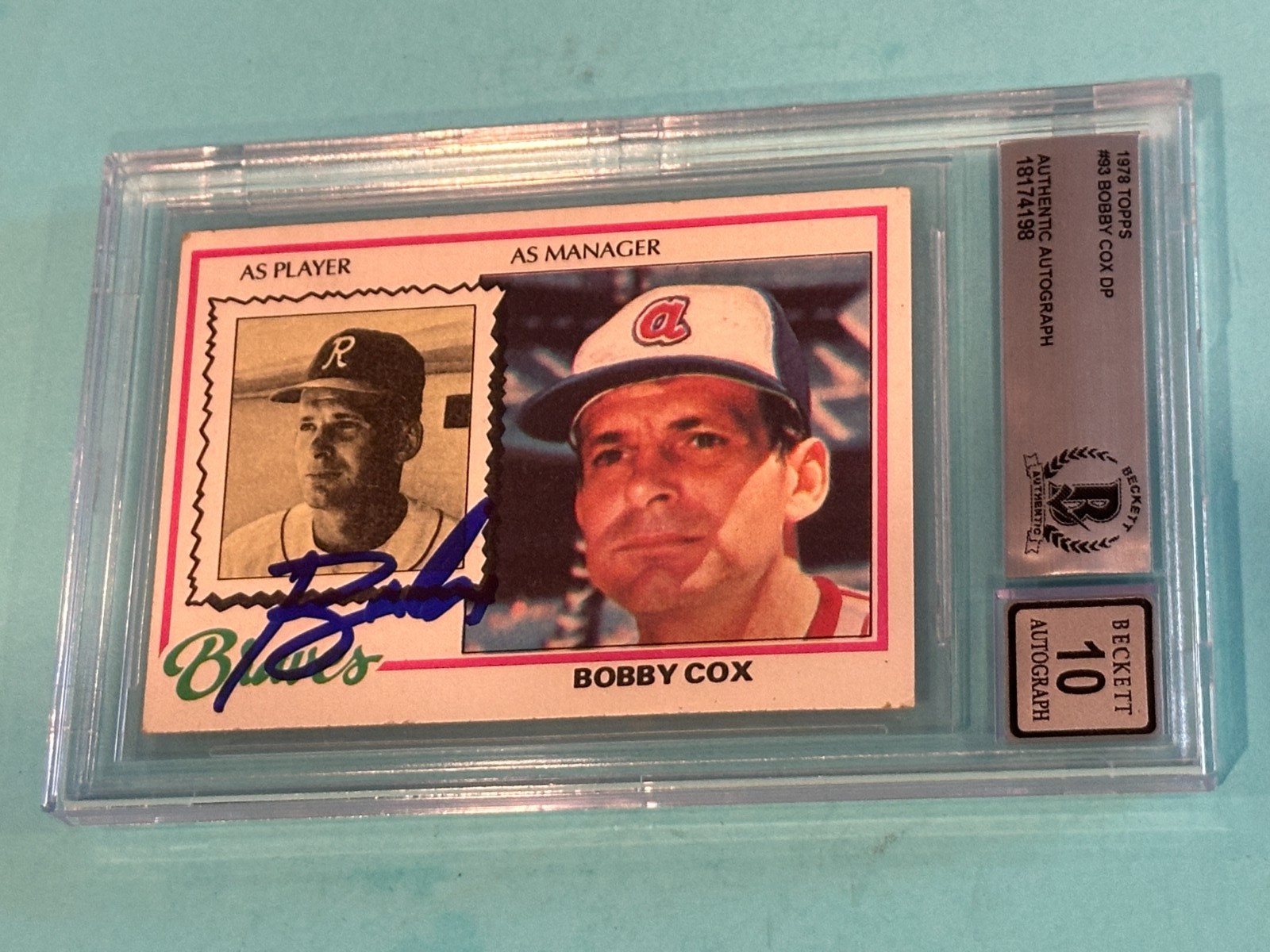 BOBBY COX Signed 1978 TOPPS Card #93 DP Beckett BAS AUTO 10 | Autographia