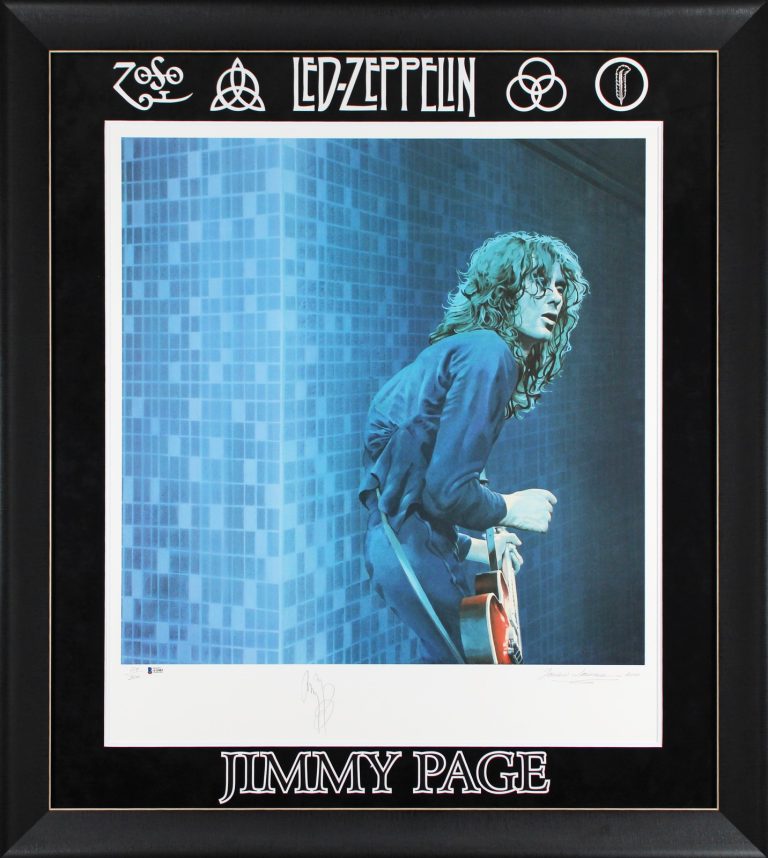 Jimmy Page Signed & Framed 30x33 Sandra Lawrence Print LE #219/300 Auto ...